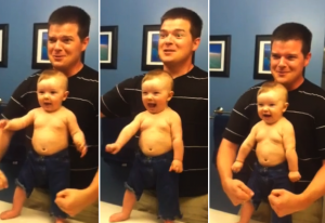 GORGEOUS VIDEO: Baby flexes his muscles, just like Daddy - Mouths of Mums