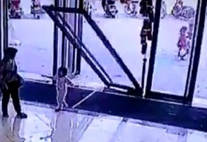 MIRACLE: Horror footage as glass door crashes down on three-year-old ...